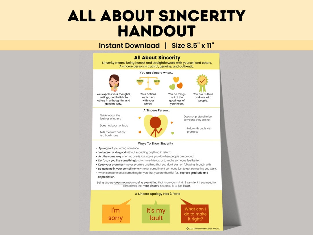 Sincerity Poster Character Education for Kids Teens-character - Etsy