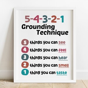 54321 Grounding Poster-5-4-3-2-1 Ground Technique Coping Skills-calm ...