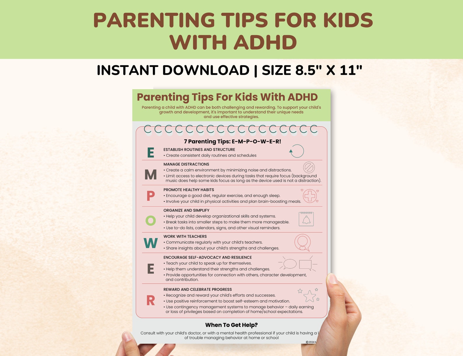 ADHD Child Parenting Tips PDF Therapy Handout for Kids-teens-adhd ...