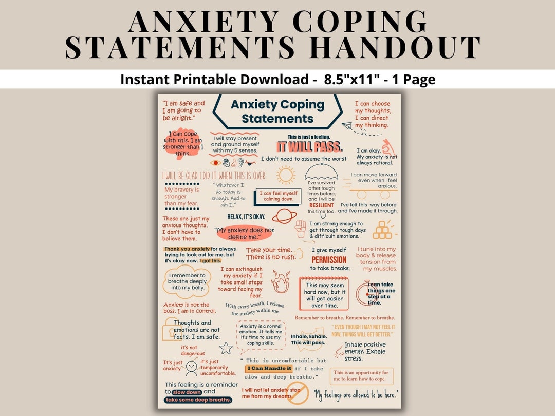 Anxiety Coping Statements Anxiety Relief Affirmations for Kids - Etsy