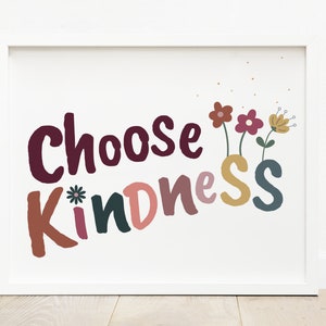 Choose Kindness Printable Poster-teacher Classroom Sign-school ...