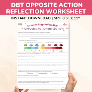 DBT Opposite Action Worksheet 2-page Fillable Pdf-emotion Regulation ...