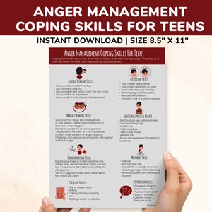 Anger Management Coping Skills Printable Poster Bundle for Kids & Teens ...