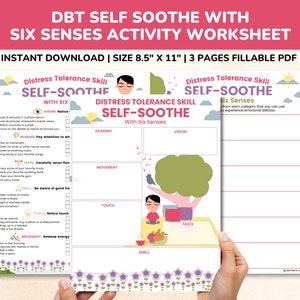 DBT Self-soothe With 6 Senses Worksheets 3-pages-distress Tolerance ...