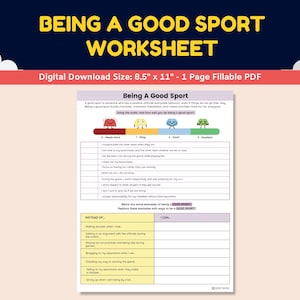 Sportsmanship Social Skills Worksheets for Kids-teens-students | Being ...