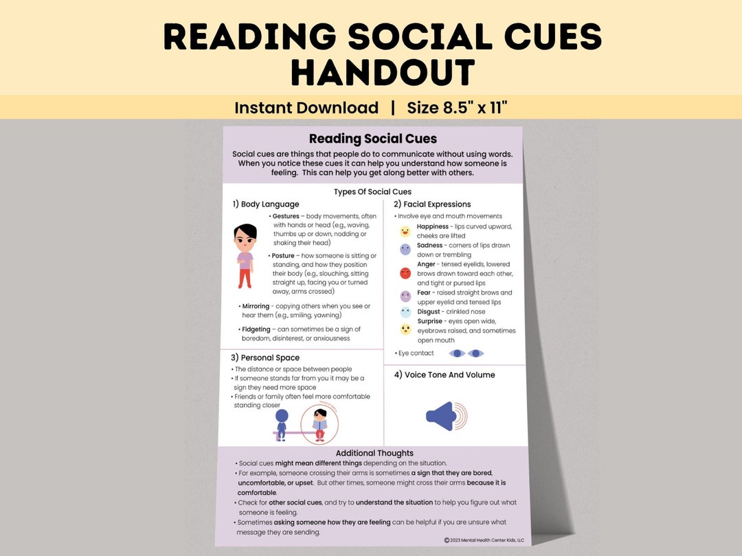 Reading Social Cues Social Skills Poster Kids Teens-school - Etsy