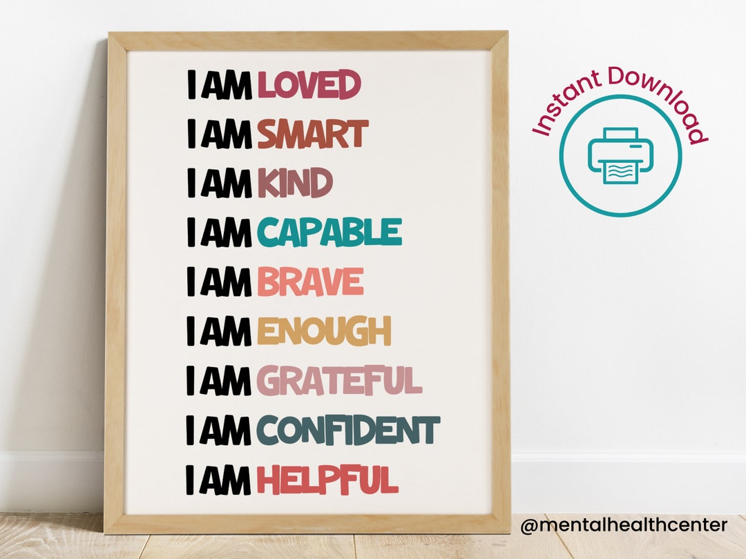 Affirmations for Kids-classroom Art Posters-i Am Loved Smart Kind-i Am ...