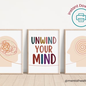 Unwind Your Mind Therapy Posters-therapy Office Decor-psychologist ...