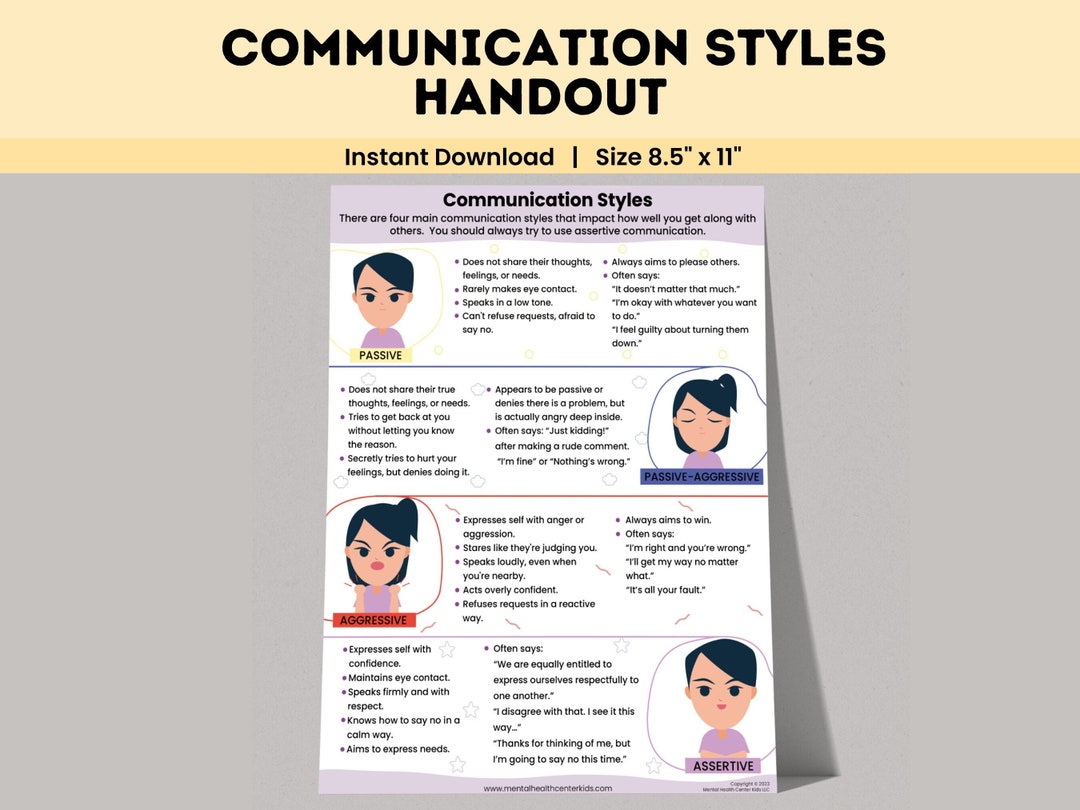 Communication Styles Social Skills PDF Kids Teens-school - Etsy