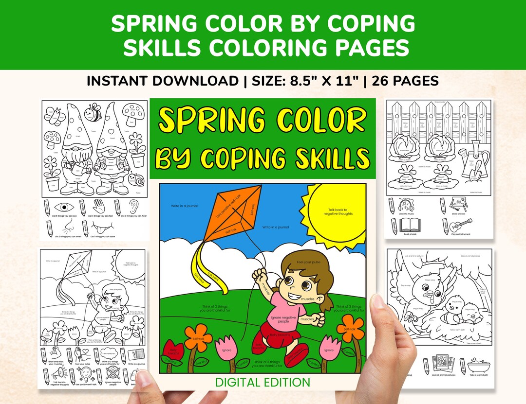 Spring Coloring Pages for Kids-color by Coping Skills Coloring Book ...