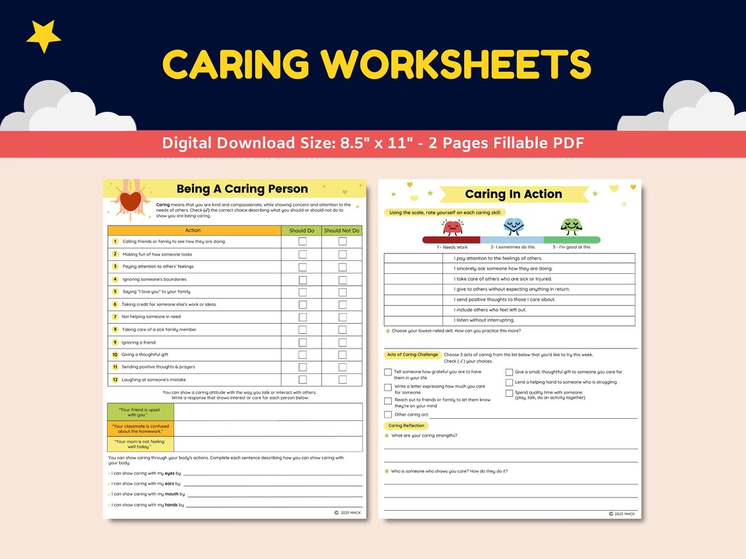 Caring Worksheets Character Education Kids-teens-students-social Emotional Learning Sheets ...