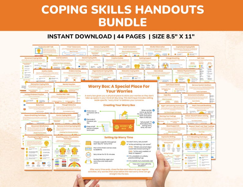 Coping Skills Posters Bundle-kids-teens-adults-44 Pgs-mental Health ...