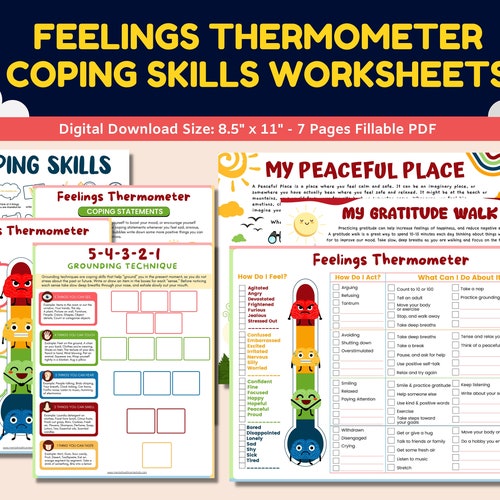 Anger Thermometer W/ Coping Skills Emotions Feelings Chart - Etsy