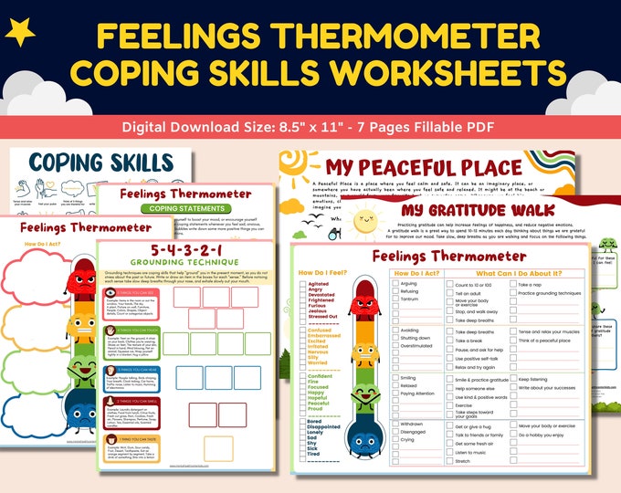 Anxiety Coping Skills Printable Handouts Bundle for Kids & - Etsy Canada