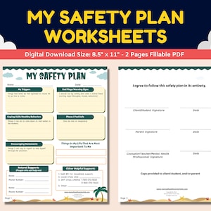 Safety Plan for Kids Teens Printable Crisis Plan Worksheet Mental ...