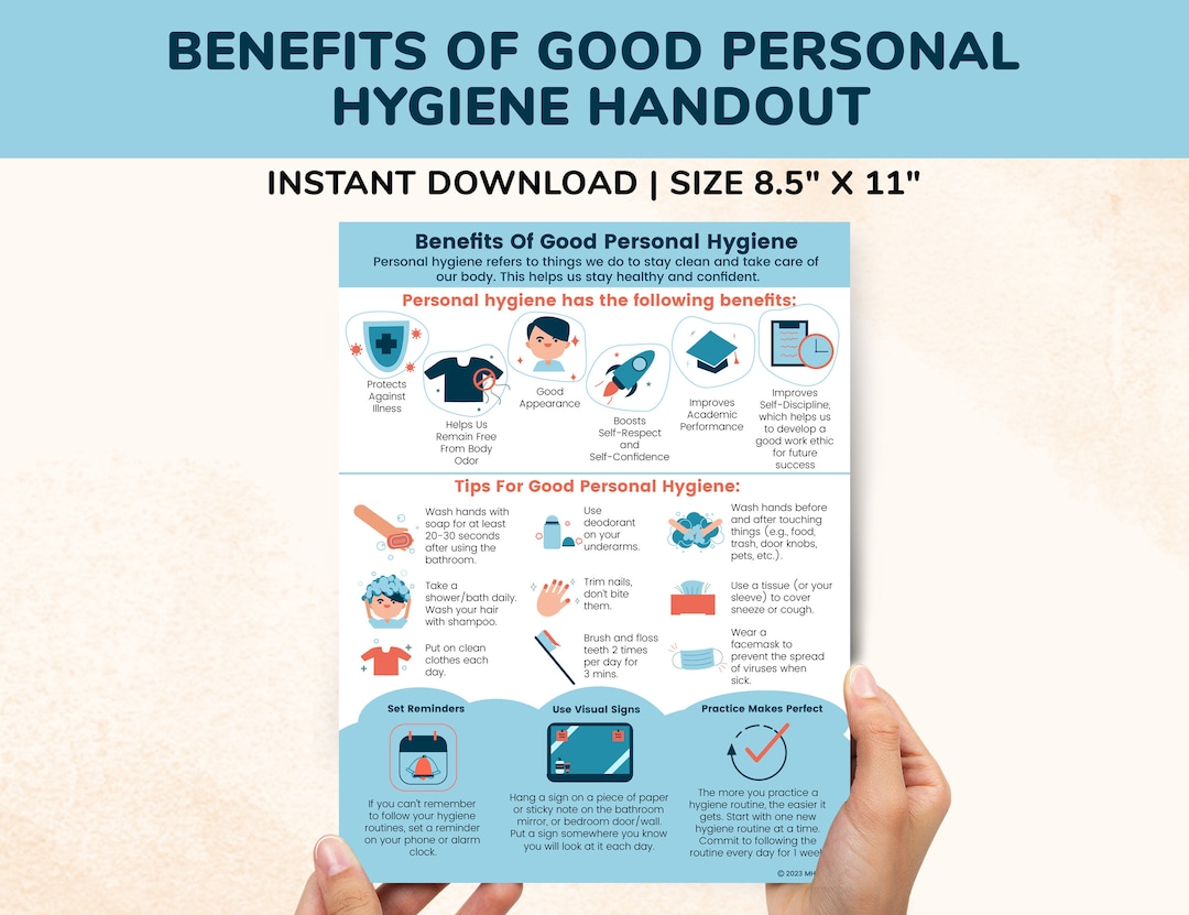 Benefits of Personal Hygiene Printable Handout, Hygiene Chart Checklist ...
