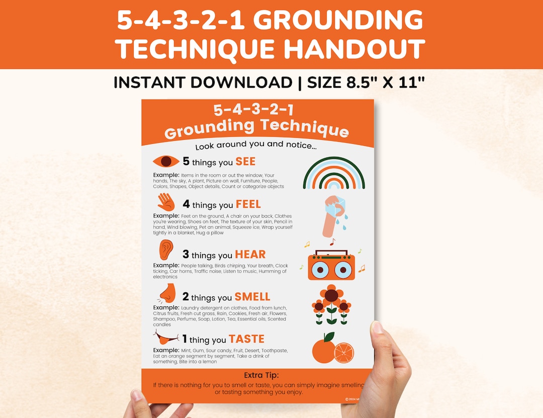 54321 Grounding Technique Poster for Kids & Teens - 5 Senses ...