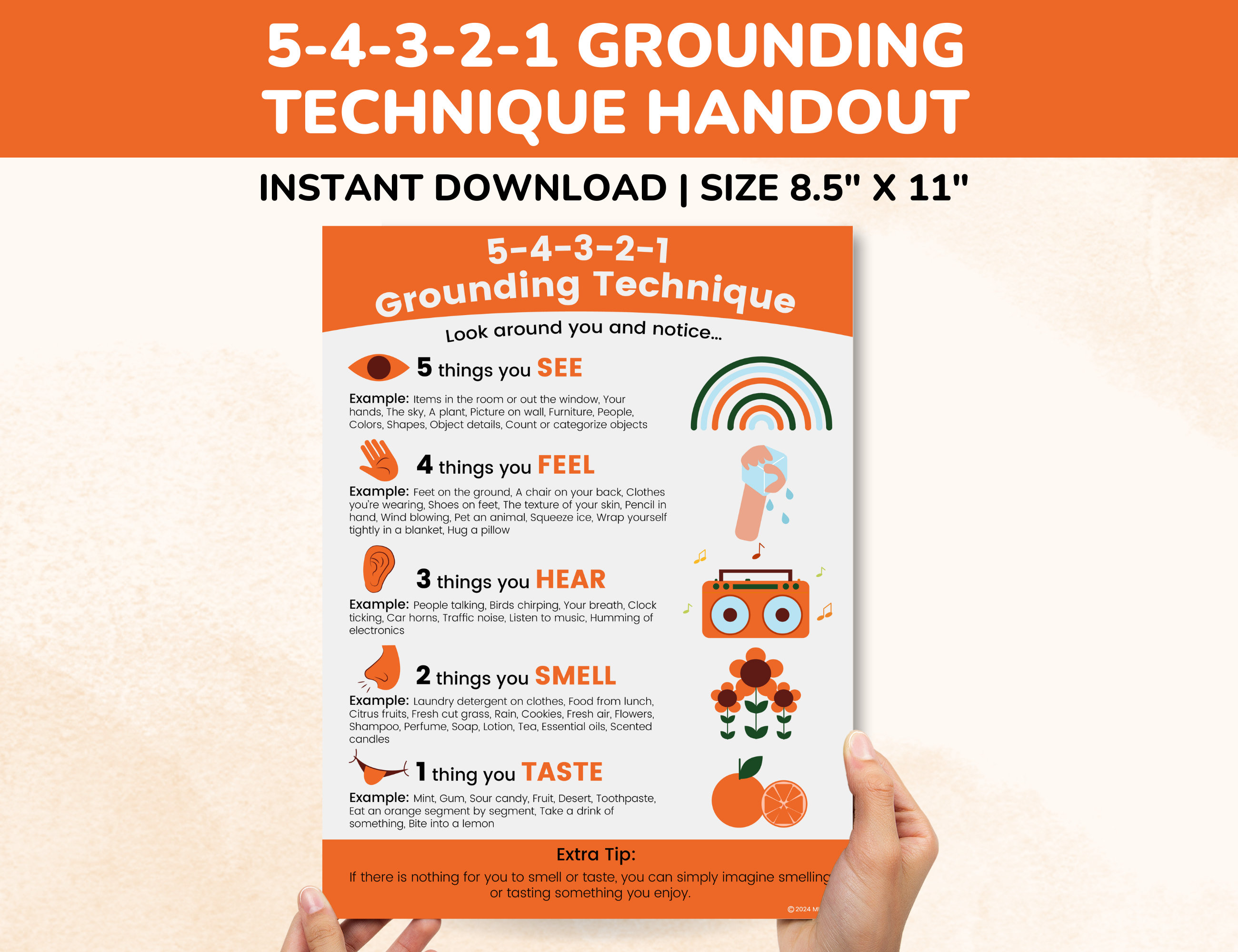 54321 Grounding Technique Poster for Kids & Teens - 5 Senses ...