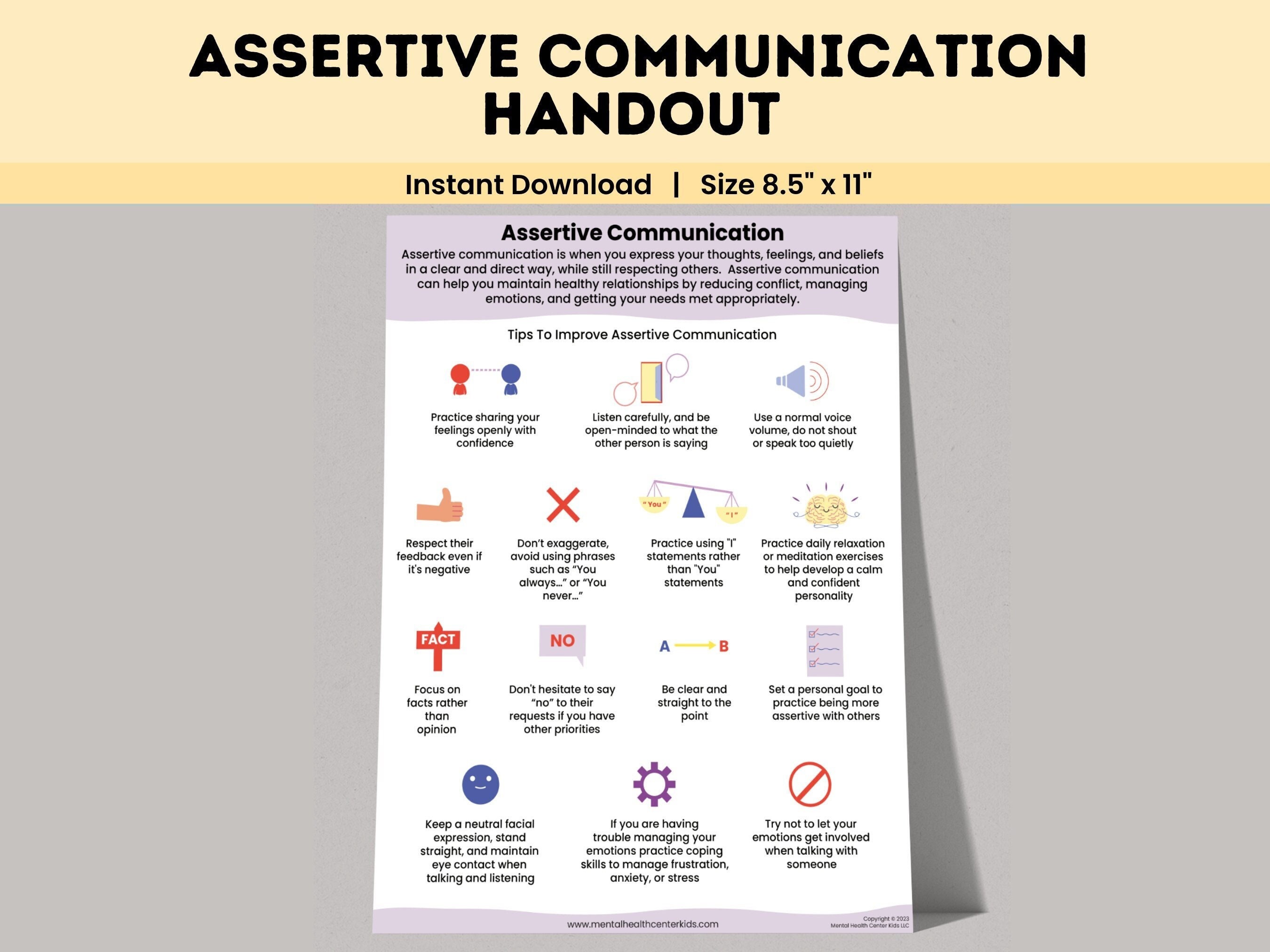 Assertive Communication Social Skills PDF Kids Teens-self - Etsy UK
