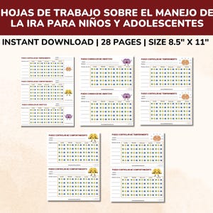 Spanish Anger Management Worksheets 20 Item Bundle for Kids-teens ...