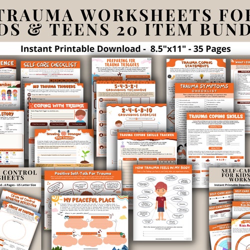 Anxiety Worksheets 20 Pg Printable Bundle for Kids & - Etsy