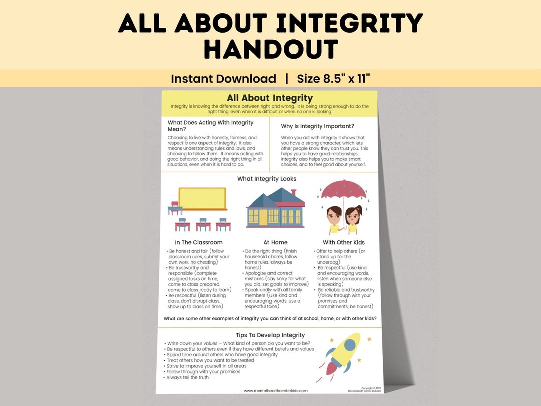 Integrity Printable Character Education for Kids Teens - Etsy