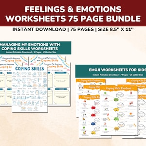 Feelings & Emotions Worksheets Chart 75 Pg Printable Bundle-coping ...