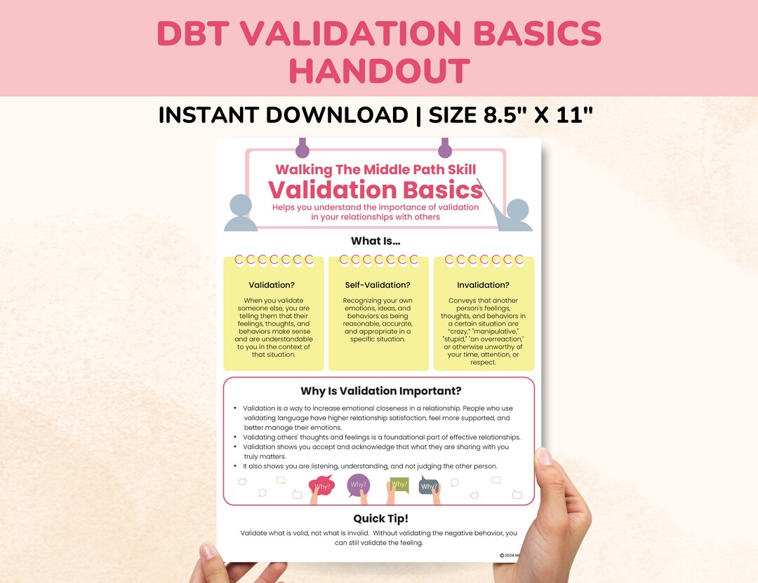 DBT Validation Basics Handout - Interpersonal Effectiveness Skills PDF ...