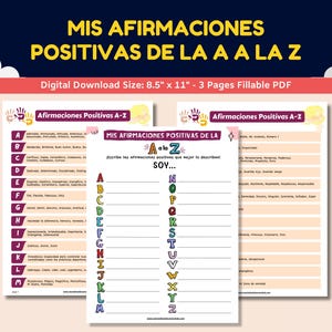 Spanish Self-esteem Worksheet for Kids-teens - Mis Afirmaciones ...