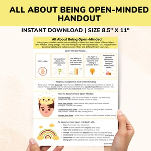 Open-minded Thinking Printable Character Education Kids Teens Handout ...