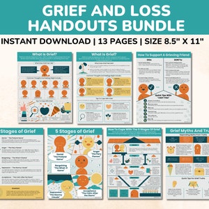 Grief and Loss Handouts Bundle-13 Pages-grief Coping Skills Pdf-kids-teens-adults-therapy ...