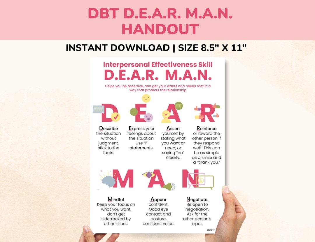 DBT DEAR MAN Handout - Interpersonal Effectiveness Skills Pdf - Etsy