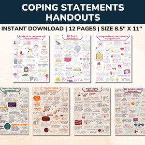 Coping Statements PDF Handout Bundle-12 Pages-coping Skills-kids-teens ...