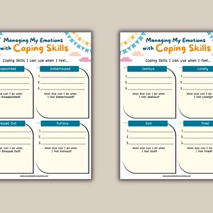 Managing Emotions & Feelings With Coping Skills 5 Pg Worksheets for ...