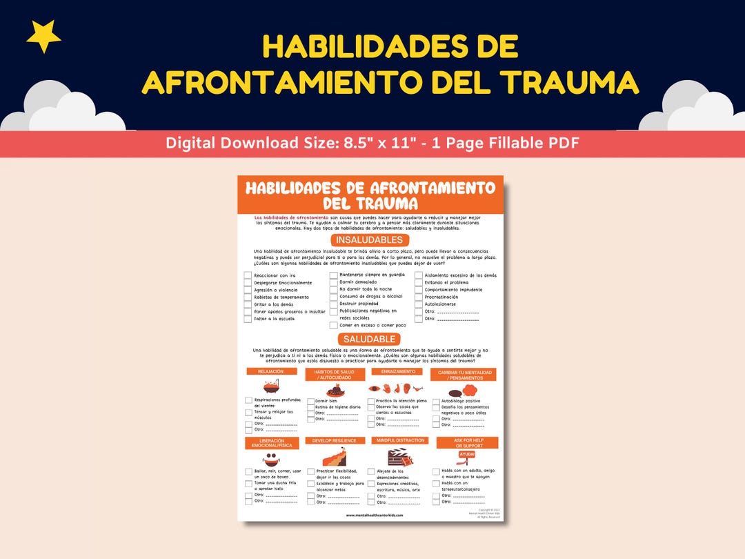 Spanish Trauma/ptsd Worksheet for Kids-teens - Habilidades De ...