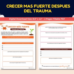Spanish Trauma/ptsd Worksheet for Kids-teens - Crecer Mas Fuerte ...