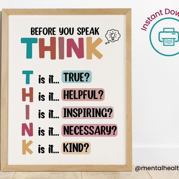 Think Before You Speak Poster - Etsy