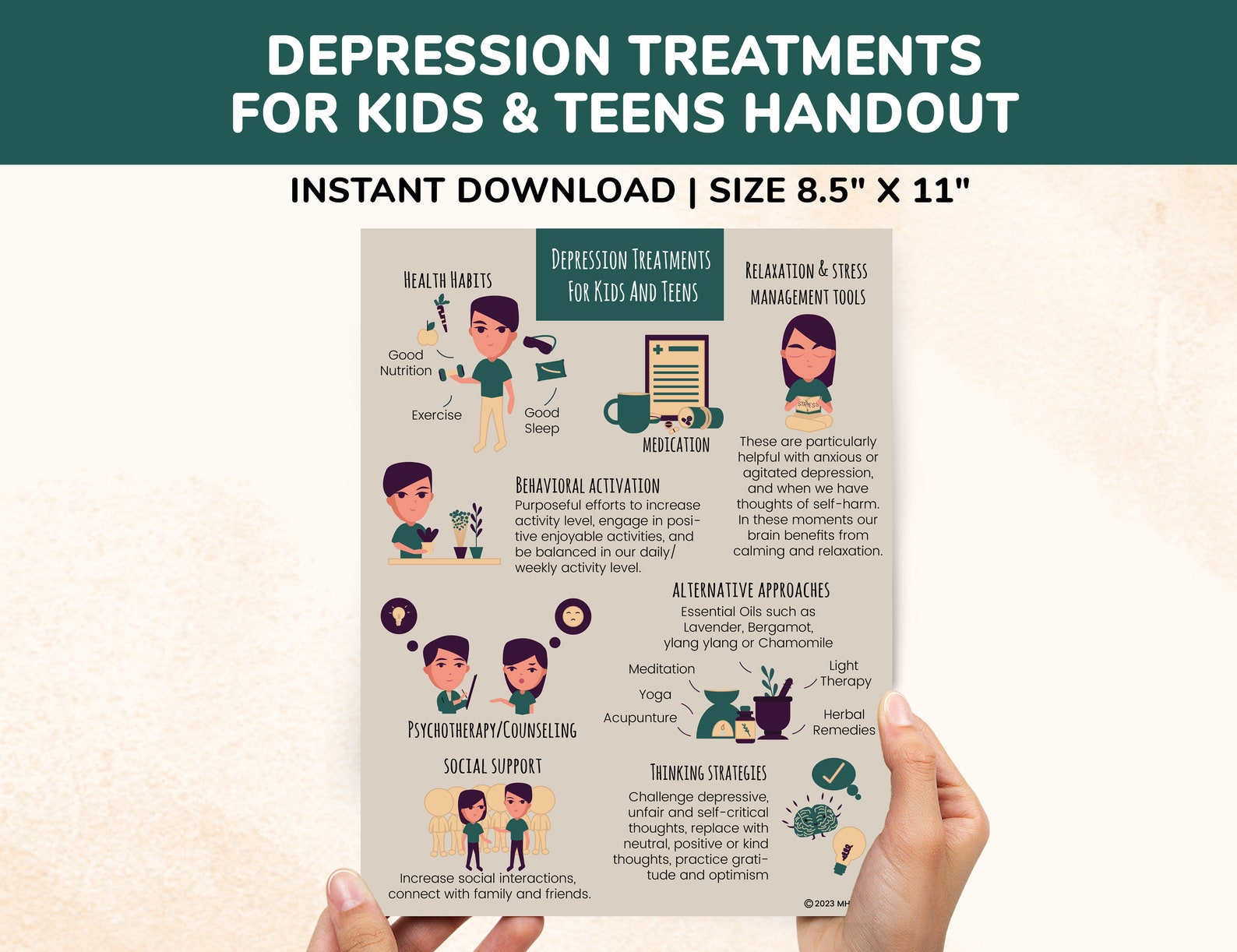 Depression Coping Skills Therapy Counseling Printable Poster Handouts ...