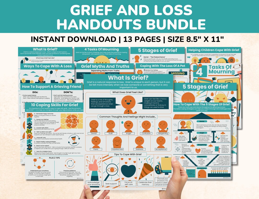Grief and Loss Handouts Bundle-13 Pages-grief Coping Skills Pdf-kids ...