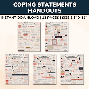Coping Statements PDF Handout Bundle-12 Pages-coping Skills-kids-teens ...