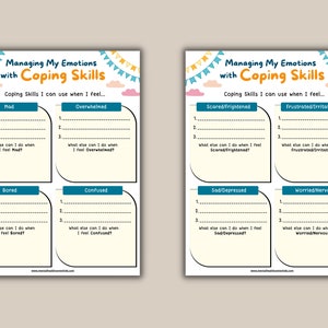 Managing Emotions & Feelings With Coping Skills 5 Pg Worksheets for ...