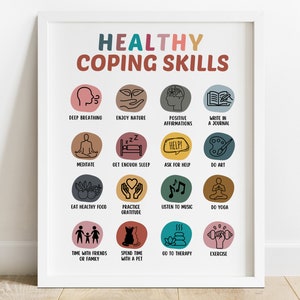 Healthy Coping Skills Therapy Poster-self Care Mental Health Poster ...