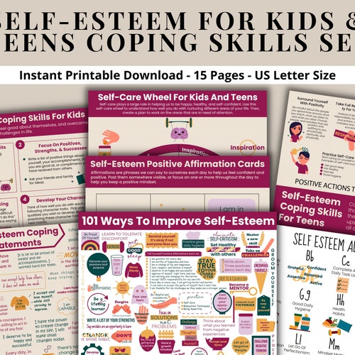 Self-esteem Coping Skills for Kids & Teens Bundle-self - Etsy