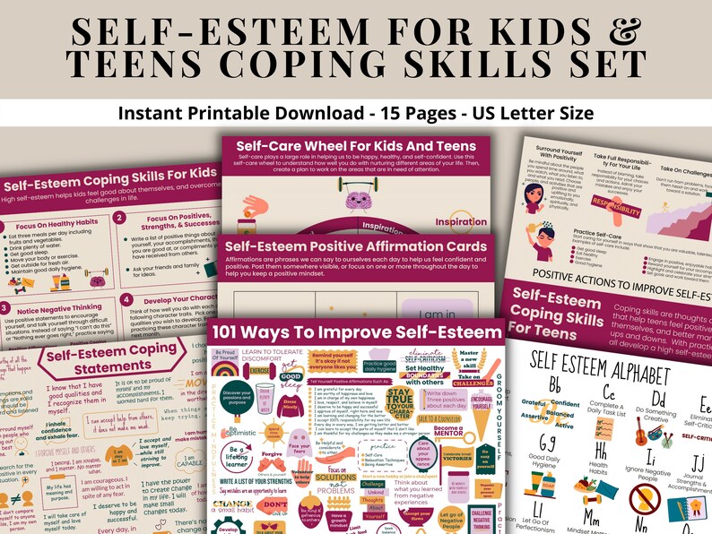 Self-esteem Coping Skills for Kids & Teens Bundle-self - Etsy