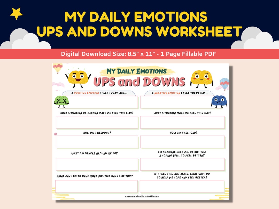 Feelings/emotions Daily Check in Worksheet for Kids-school Counseling ...