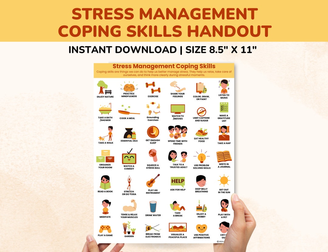 Stress Management Coping Skills Poster-stress Relief Pdf-kids-teens ...
