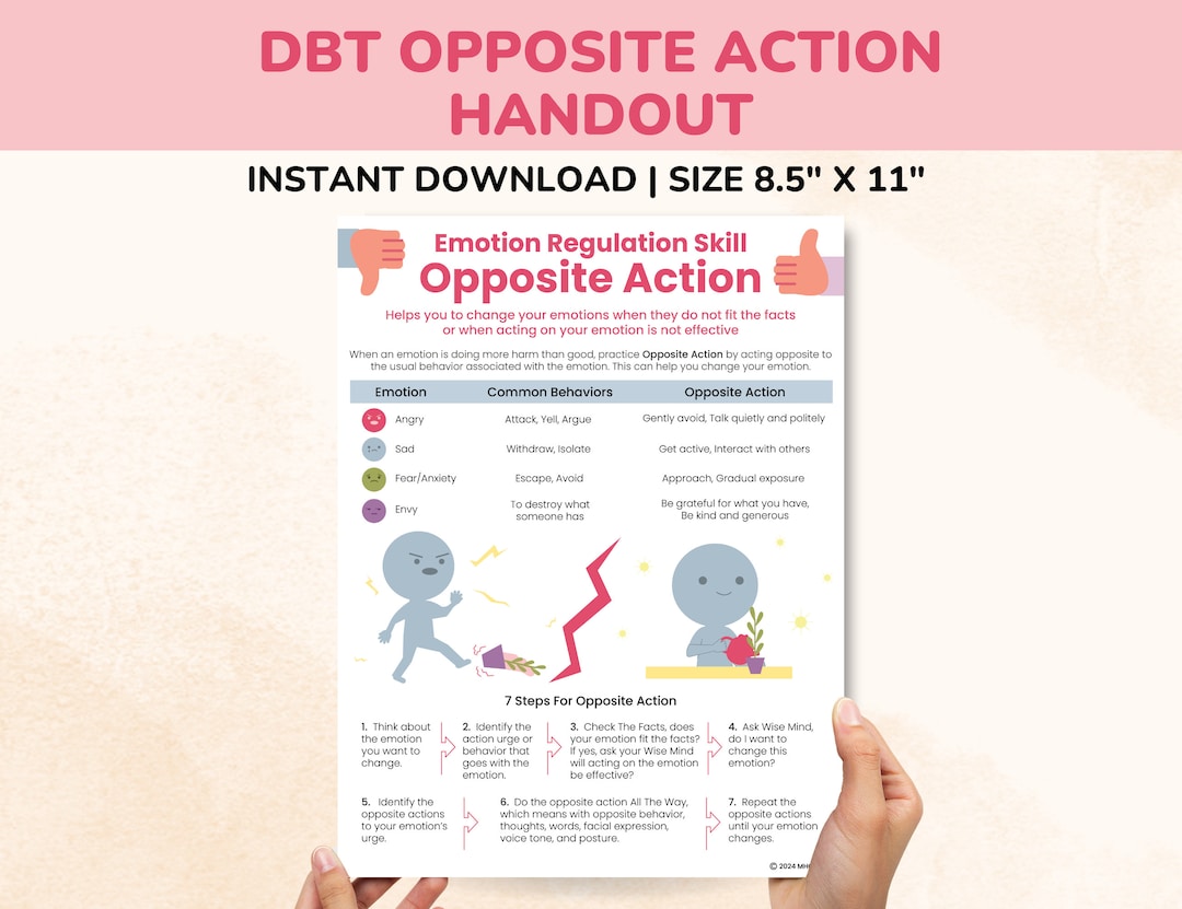 DBT Opposite Action Handout - Emotion Regulation Skills PDF - Etsy