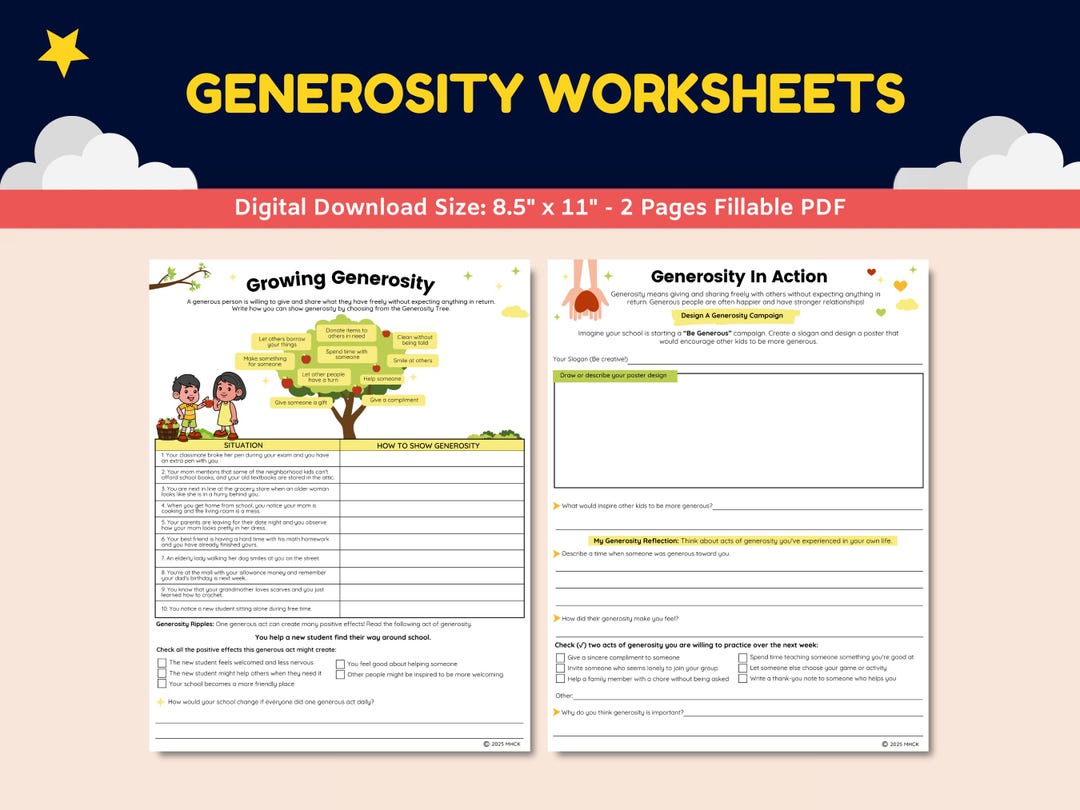 Generosity Worksheets Character Education Kids-teens-social Emotional ...