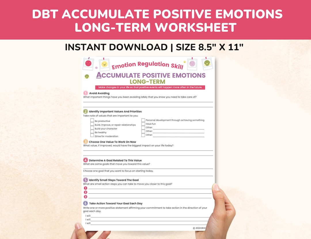 Accumulate Positive Emotions Long-term DBT Worksheet-emotion Regulation ...