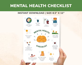 Mental Health Checklist for Kids and Teens, Therapy Worksheet, Child ...